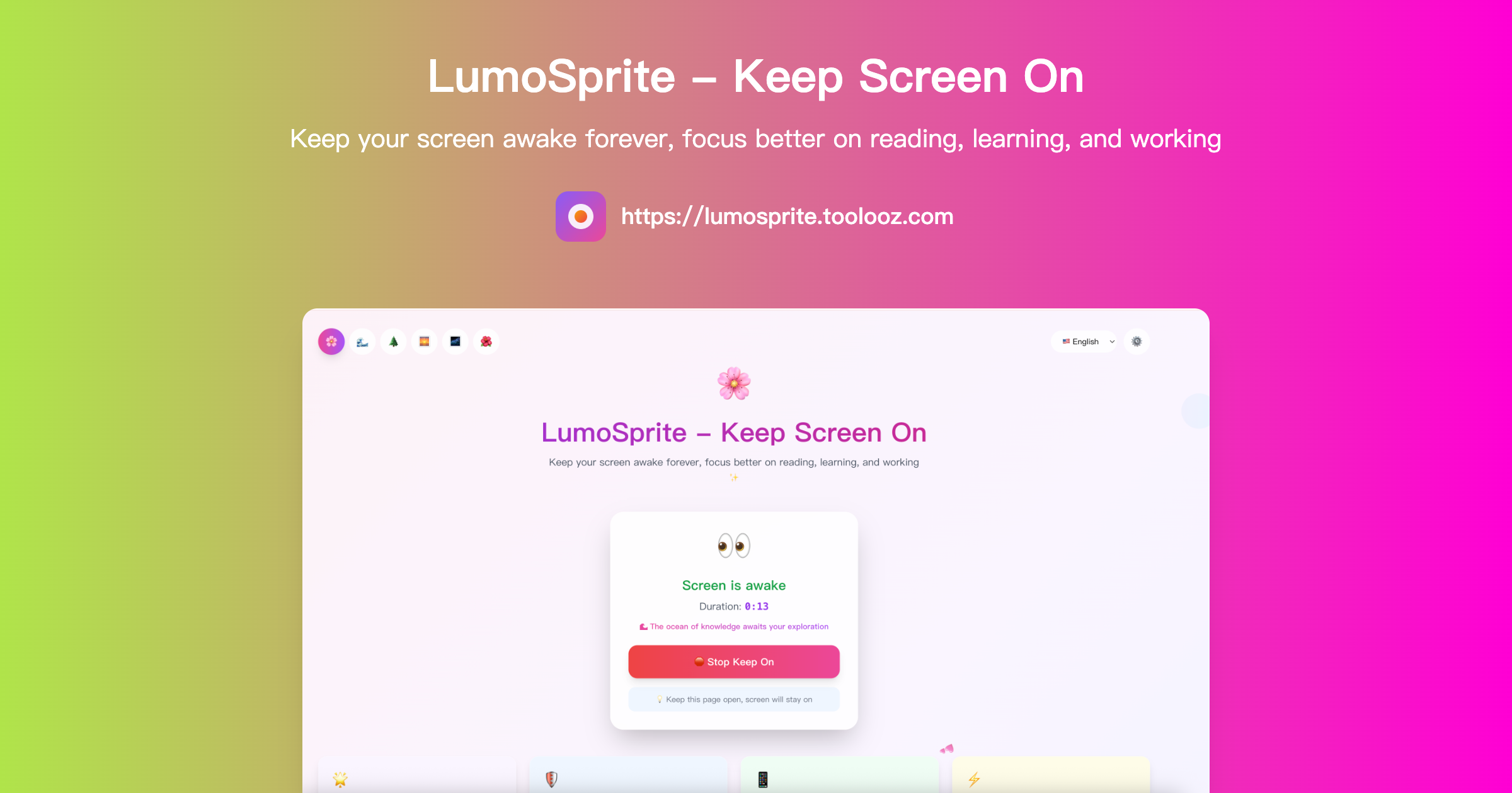 LumoSprite - Keep Screen On | Free Screen Wake Tool